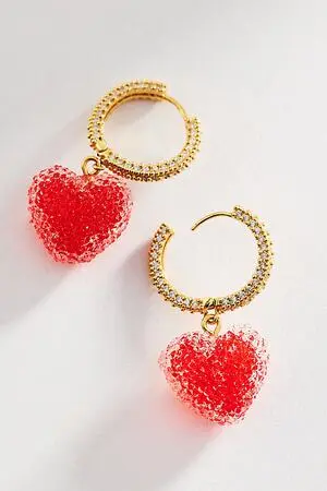 CRYSTAL HAZE Jelly Heart Drop Earrgs - Red