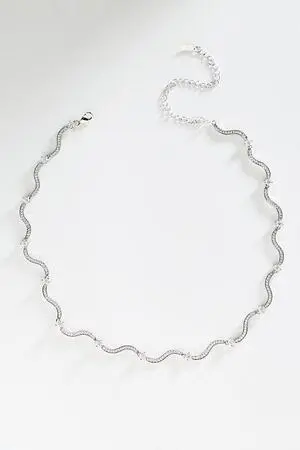 CRYSTAL HAZE Swirl Tennis Necklace - Silver