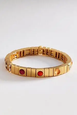 Anthropologie Gemstone Chicklet Bracelet Pink Pattern