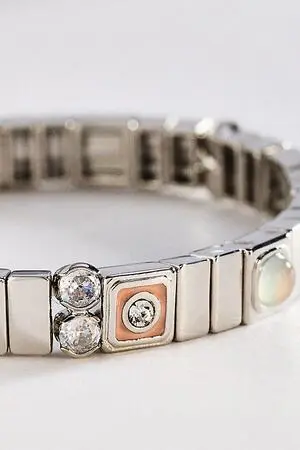 Anthropologie Gemstone Chicklet Bracelet - Silver/clear