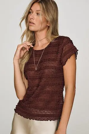 AGOLDE Roma Cotton Ruched Shoulder Tee - Shade