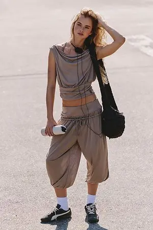 Free People FP Movement Downtown Sandwashed Set Fossil