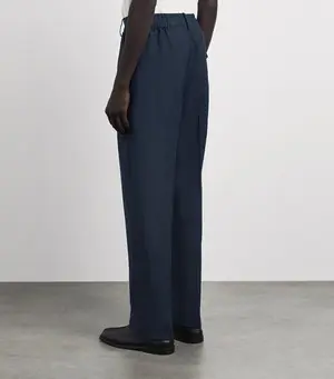 Jacquemus Linen-blend Pleated Trousers - Navy