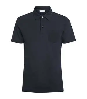 Sunspel Sea Island Cotton Riviera Polo Shirt - Blue