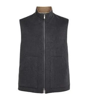 LARDINI Virgin Wool-cashmere Gilet - Grey