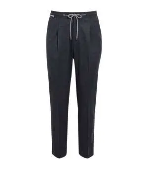 Corneliani Virgin Wool Drawstring Trousers - Grey