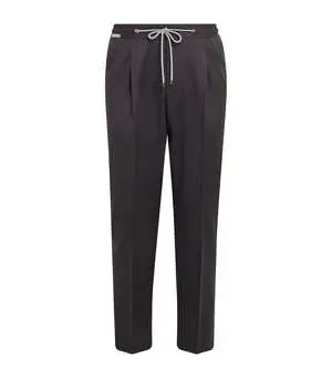 Corneliani Virgin Wool Drawstring Trousers - Brown