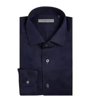 Corneliani Cotton Twill Long-sleeve Shirt - Navy