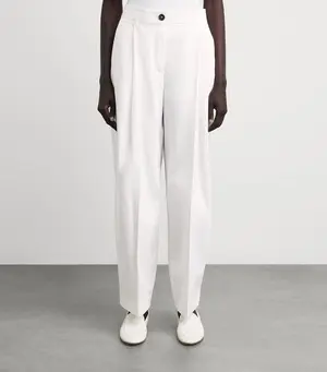 TOTEME Cotton Pleated Wide-leg Trousers