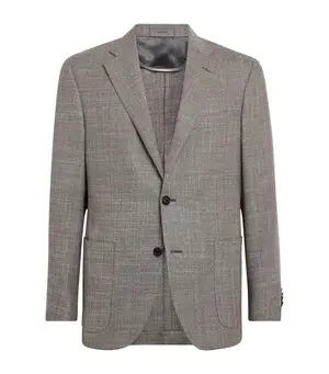 Corneliani Virgin Wool-silk Herringbone Blazer - Grey