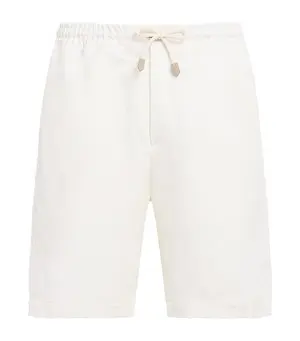 Canali Linen-silk Drawstring Shorts - Beige