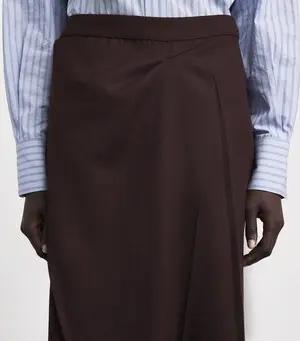 Victoria Beckham Wool Pressed Tailored Midi Skirt