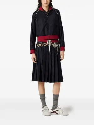 Miu Miu Pleated Pinstripe Midi Skirt