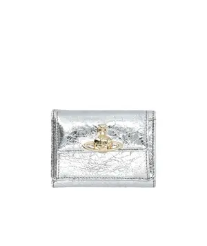 VIVIENNE WESTWOOD Metallic Effect Small Flap Purse - White