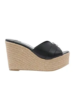 JIMMY CHOO Leda Wedge Sandals - Blacksilver