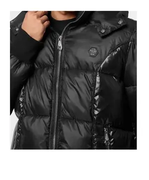 Philipp Plein Logo Patch Hooded Quilted Jacket