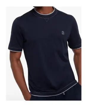 Brunello Cucinelli Logo Embroidered Layered T-shirt