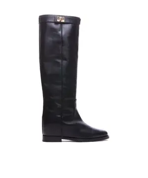 VIA ROMA 15 Knee-high Boots With Padlock Detail - Black