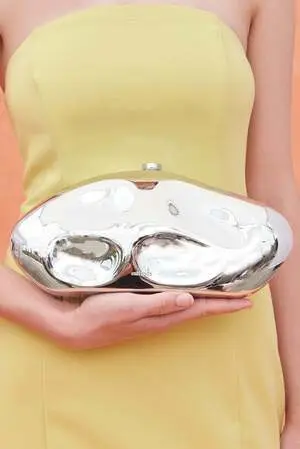 Cult Gaia Silver Tone Buckle Clutch