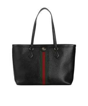 Gucci Ophidia Tote Bag With Signature Web Detail - Black