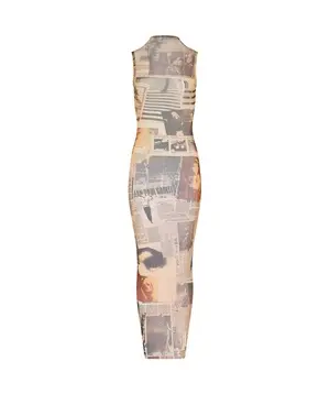JEAN PAUL GAULTIER Newspaper Print Dress - Nude