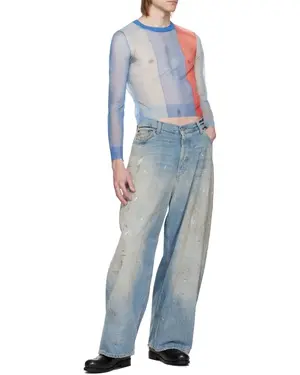 CHARLES JEFFRREY LOVERBOY Sheer Paneled Crewneck Sweater