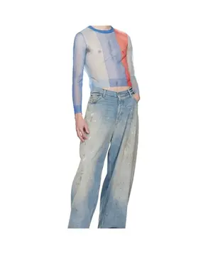 CHARLES JEFFRREY LOVERBOY Sheer Paneled Crewneck Sweater