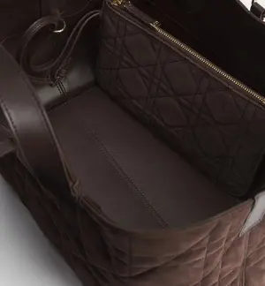 Dior Medium Quilted Suede Bag With Gold Tone Charm