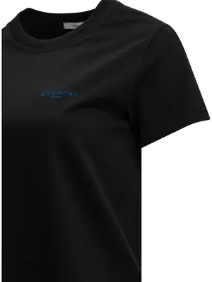 Givenchy Cotton T-shirt With Paris Embroidery - Black