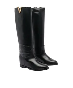 VIA ROMA 15 V Logo Round Toe Boots