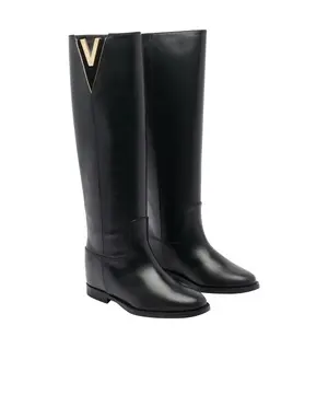 VIA ROMA 15 Maxi Logo Round Toe Boots