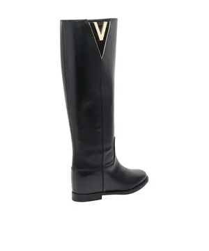 VIA ROMA 15 Maxi Logo Round Toe Boots