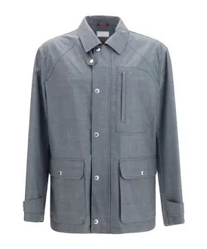 Brunello Cucinelli Wool Jacket With Zip And Snap Closure