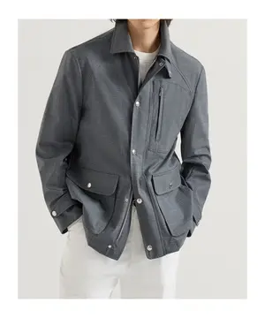 Brunello Cucinelli Wool Jacket With Zip And Snap Closure