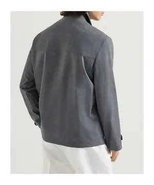 Brunello Cucinelli Wool Jacket With Zip And Snap Closure