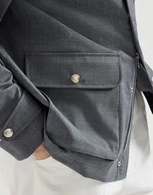 Brunello Cucinelli Wool Jacket With Zip And Snap Closure