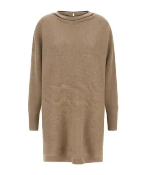 Brunello Cucinelli Ribbed Boatneck Dress With Cutout Detail