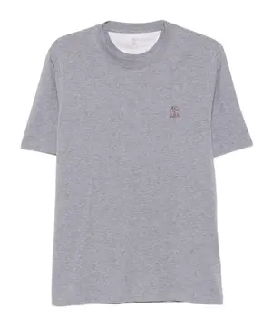 Brunello Cucinelli Logo-print T-shirt - Gray