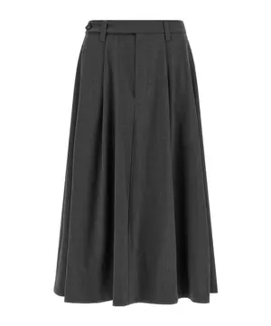 Brunello Cucinelli Flared Pleated Midi Skirt - Grey