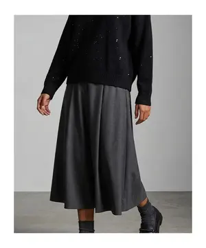 Brunello Cucinelli Flared Pleated Midi Skirt