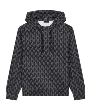 Emporio Armani Double Jersey All-over Logo Hoodie - Blue