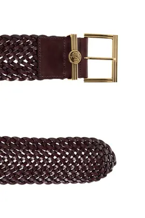 Etro Woven Leather Belt With Coin Buckle