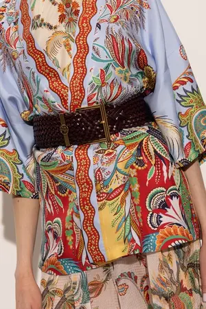 Etro Woven Leather Belt With Coin Buckle
