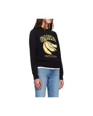 GANNI Banana Intarsia Knitted Jumper - Black