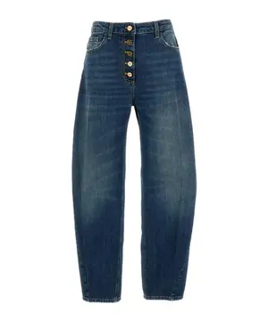 Elisabetta Franchi Wide-leg Barrel Jeans With Gold-tone Button Detail