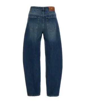 Elisabetta Franchi Wide-leg Barrel Jeans With Gold-tone Button Detail