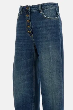 Elisabetta Franchi Wide-leg Barrel Jeans With Gold-tone Button Detail