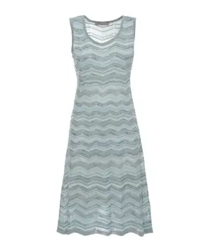 D.exterior Chevron-knit Metallic-thread Midi Dress - Gray
