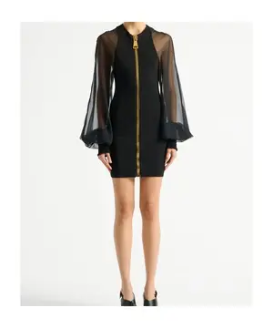 Balmain Short Jersey And Muslin Dress
