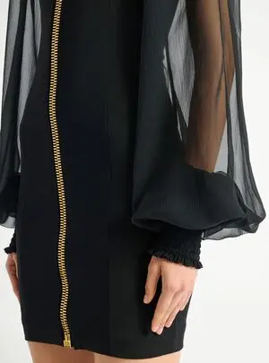 Balmain Short Jersey And Muslin Dress